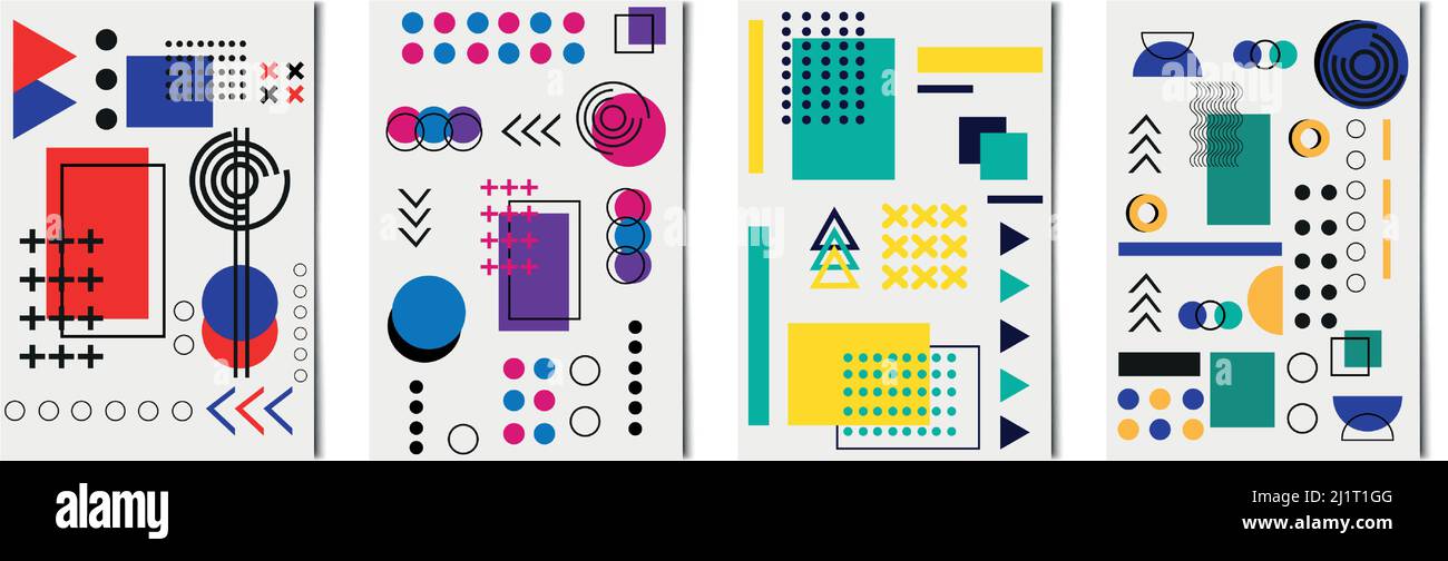 Set of 4 pcs abstract geometric shapes light backgrounds, templates for ...