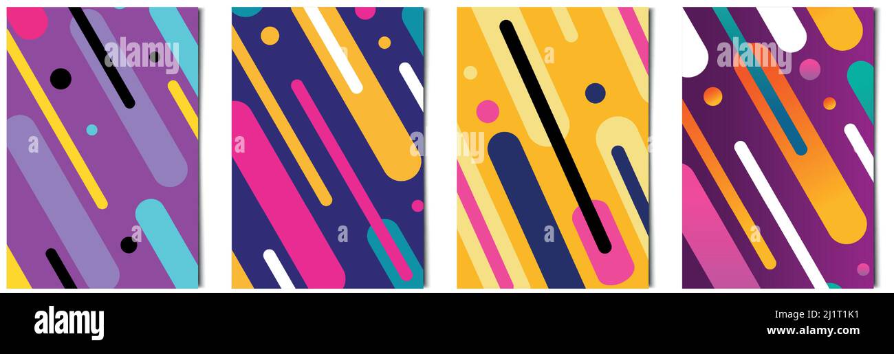 Set of 4 pcs abstract colorful line shapes backgrounds, templates for ...
