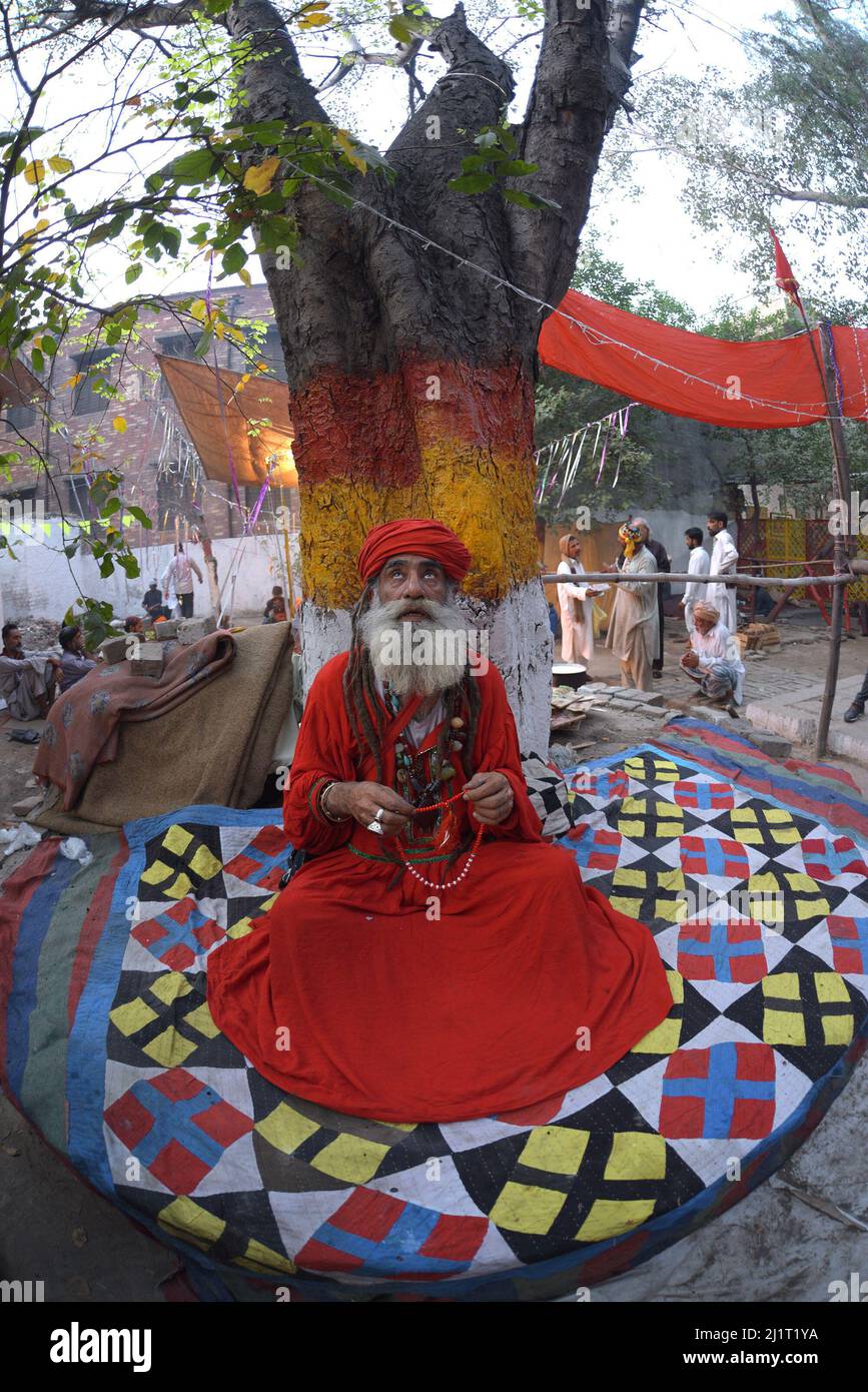 Pakistani devotees attend the three-days 434th annual Urs 'Festival of lights' at the shrine of ...