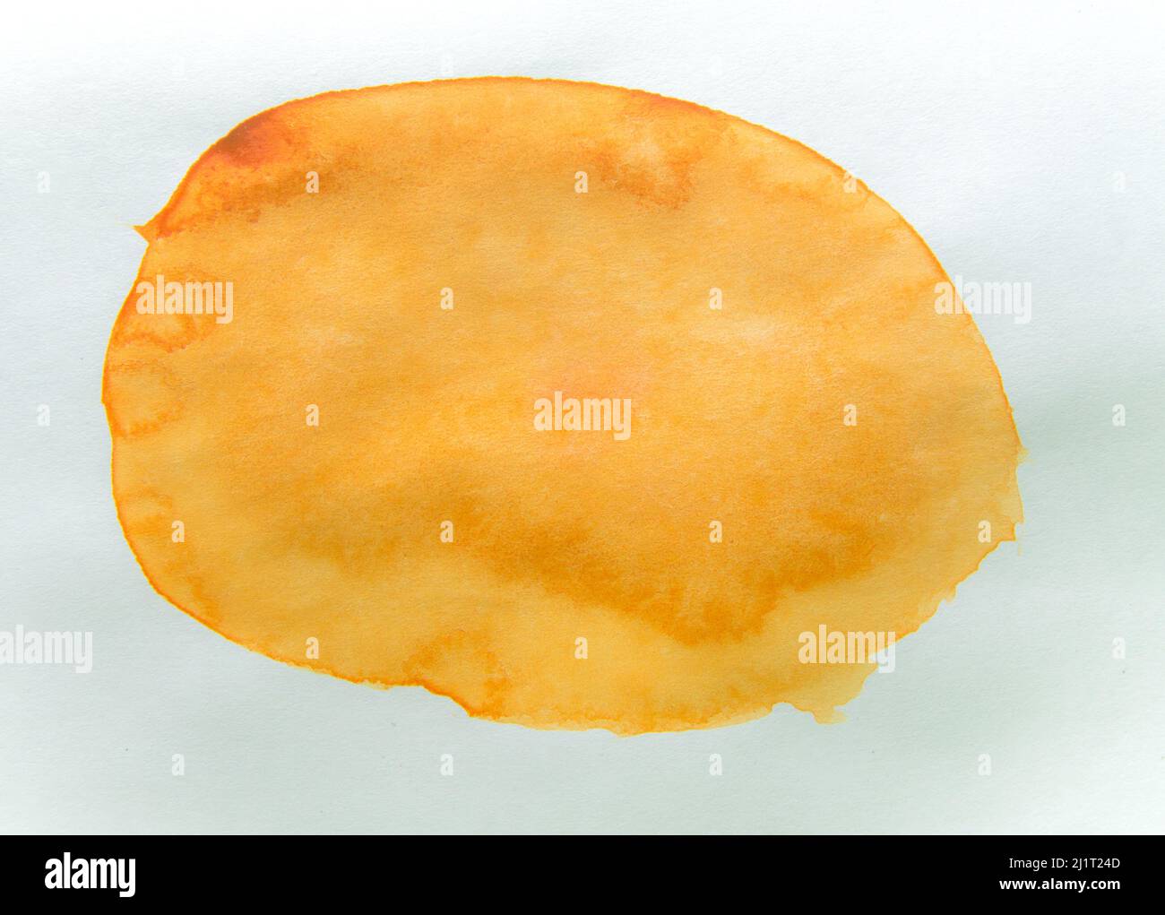 Art watercolor yellow circle paint spot on white background, hand ...