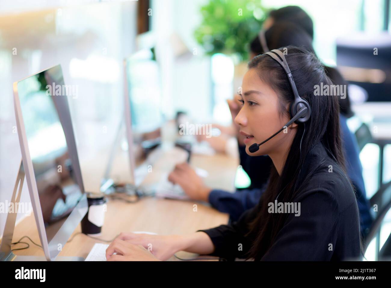 Customer service with friendly, man and woman call center and operator ...