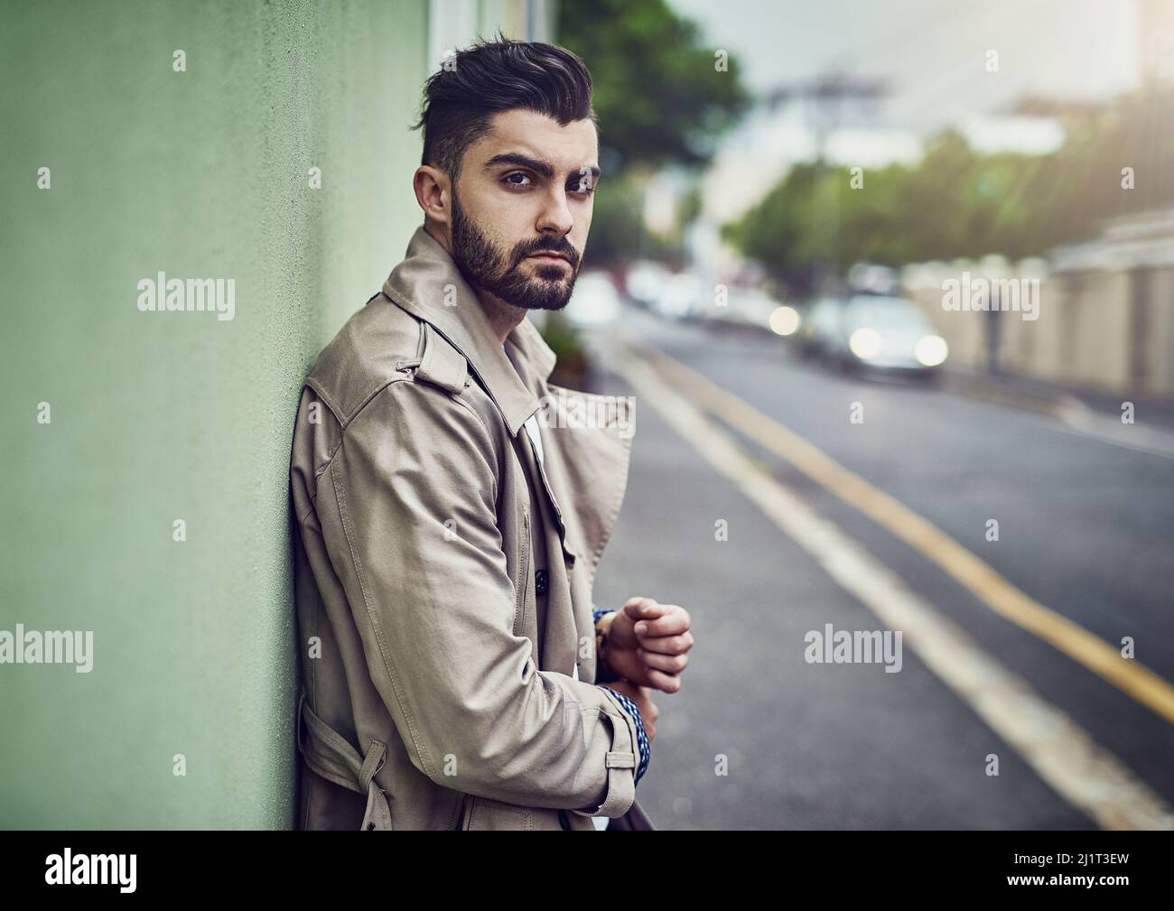 Style that takes its cue from city life. Portrait of a fashionable ...