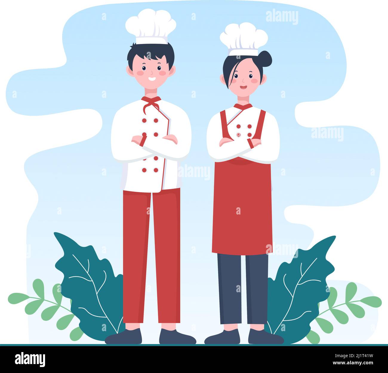 Professional Chef Cartoon Character Cooking Illustration with Different ...