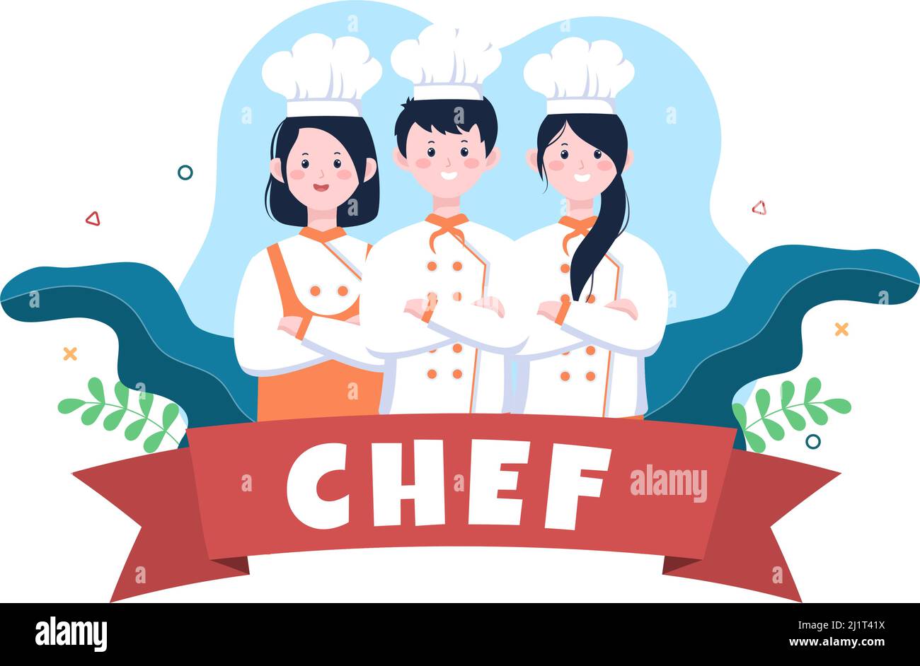 Professional Chef Cartoon Character Cooking Illustration with Different ...