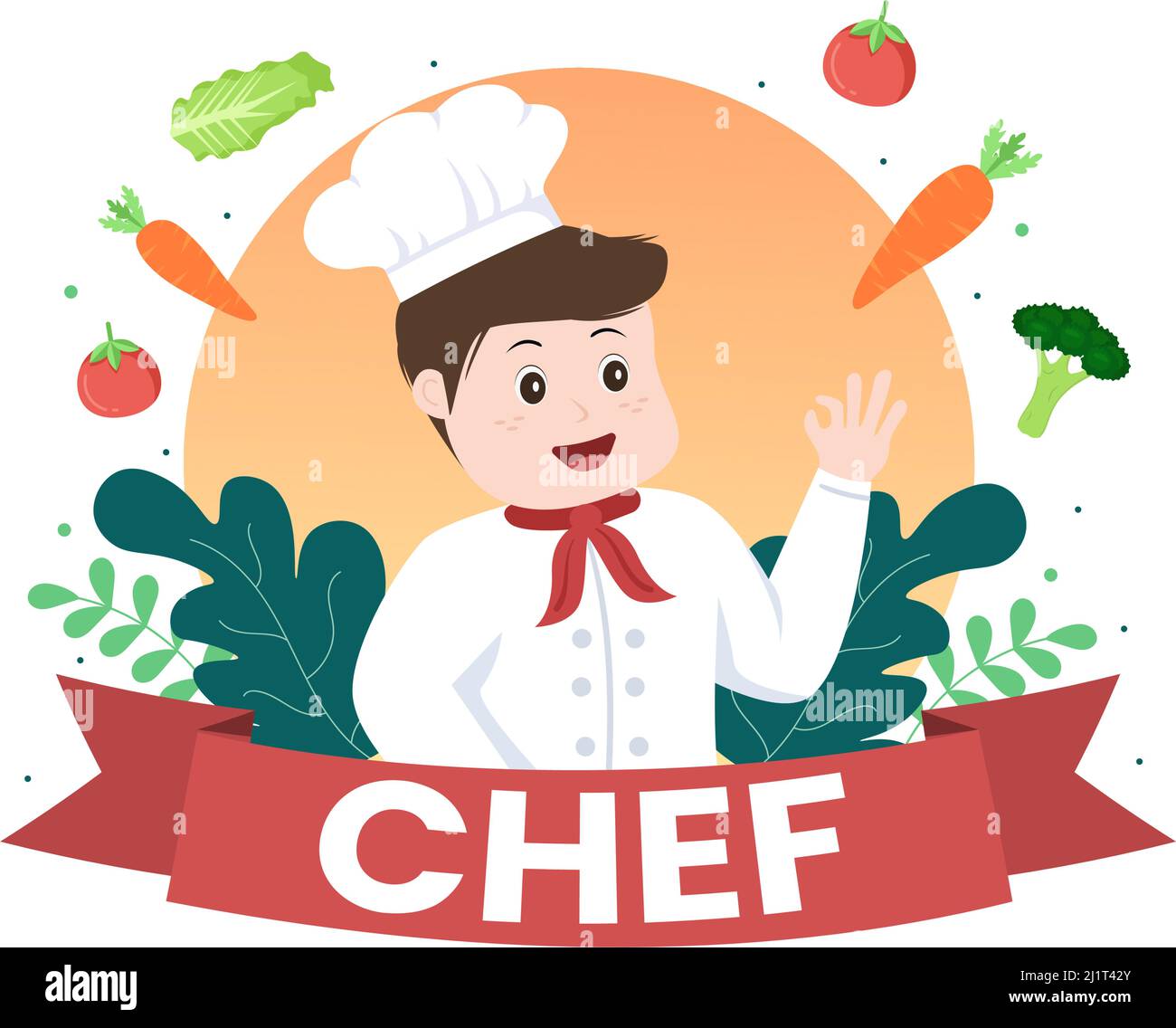 Professional Kids Chef Cartoon Character Cooking Illustration with ...