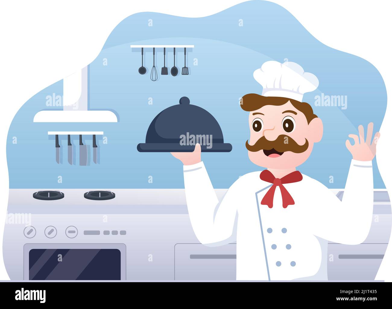 Professional Chef Cartoon Character Cooking Illustration with Different ...