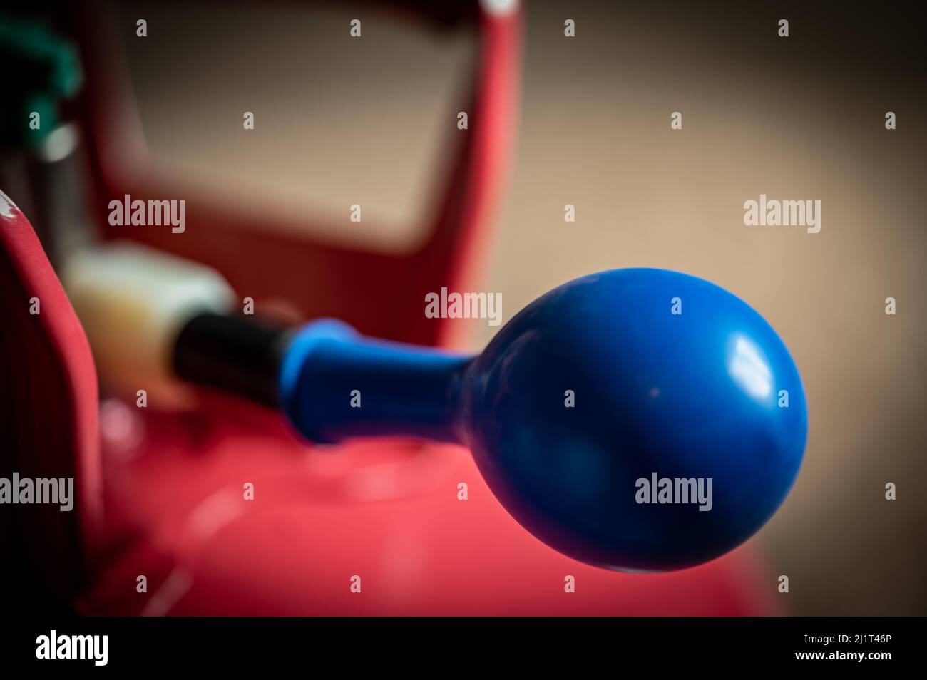 Selective focus on edge of an inflatable balloon attached to a helium ...