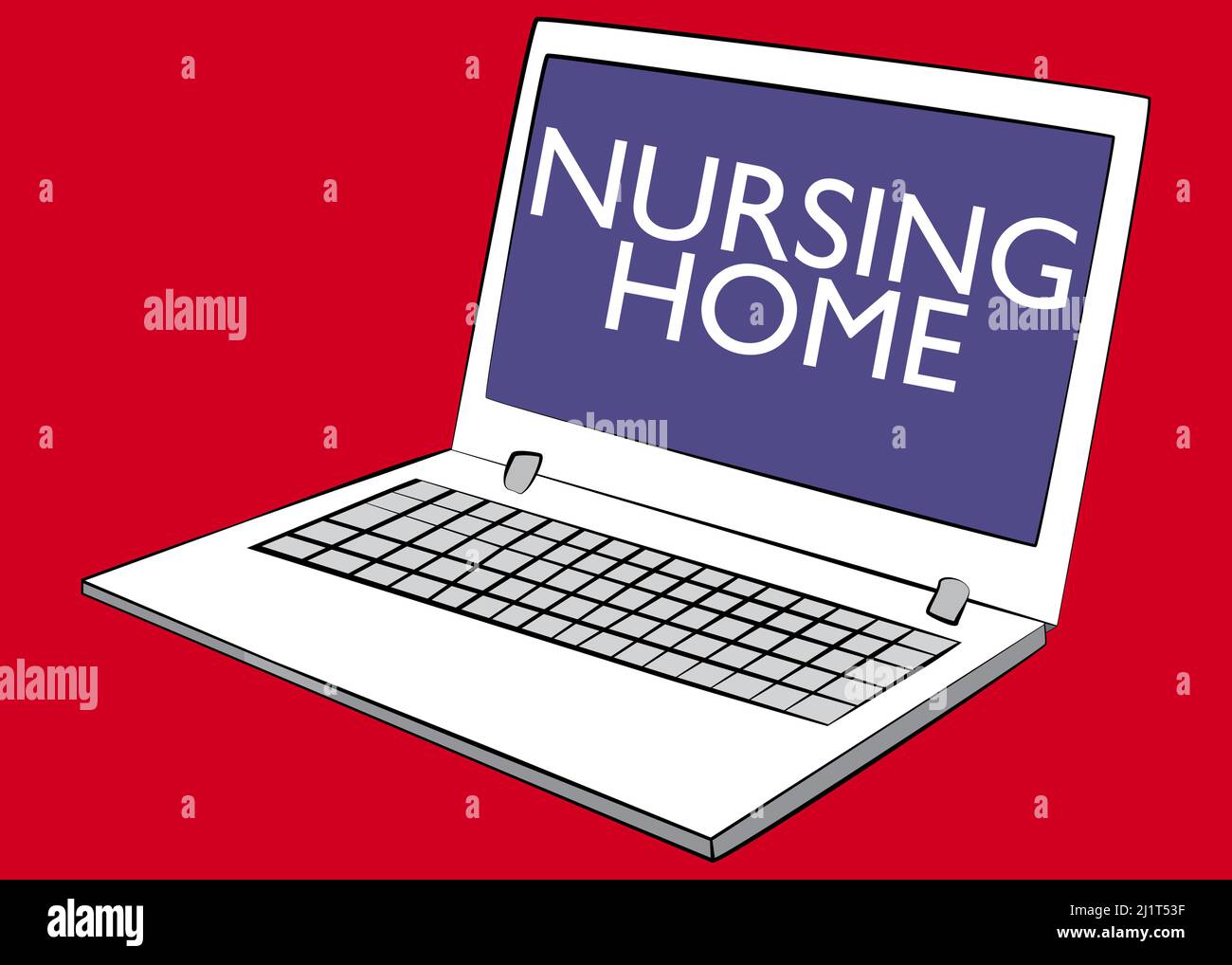 Laptop with the word Nursing Home on the screen. Vector cartoon ...