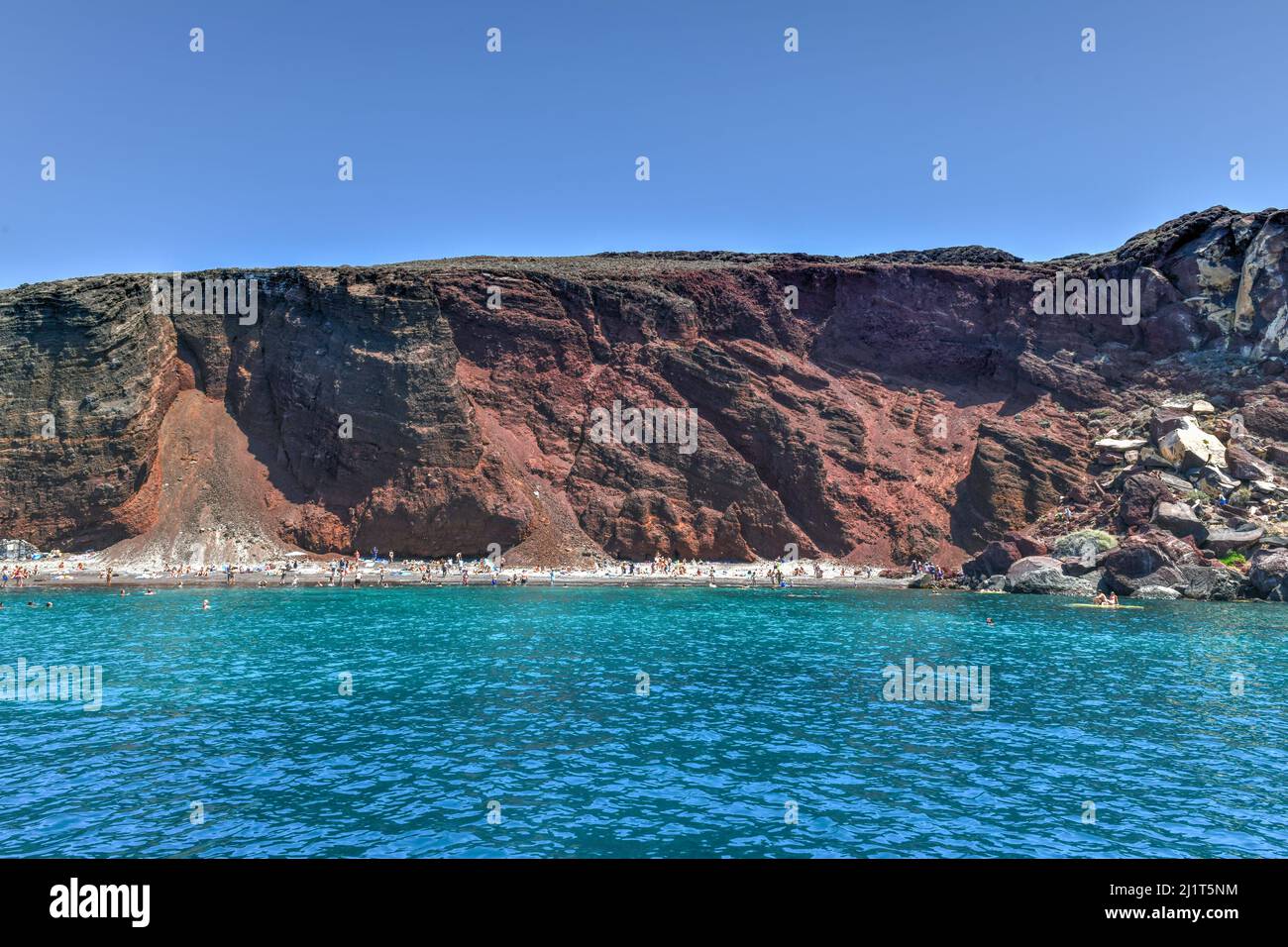 The famous Red Beach in Santorini, Greece with a blue sky Stock Photo ...