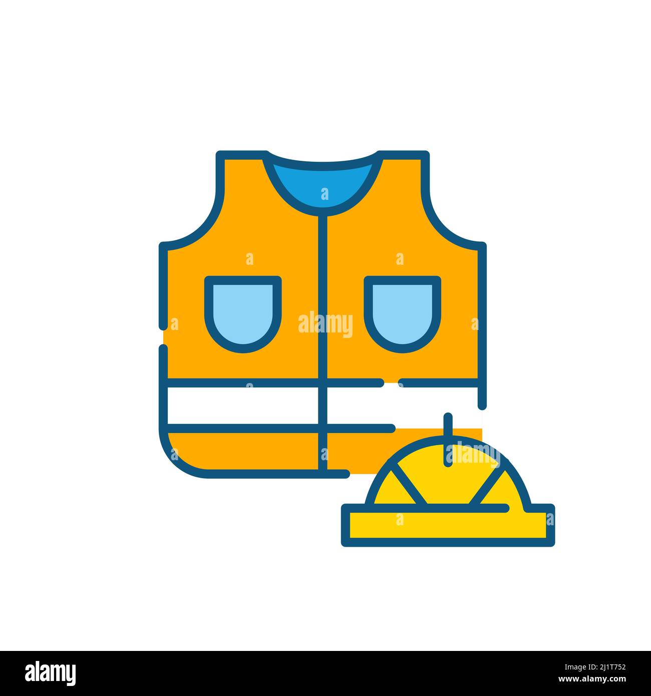 Construction worker hard hat and reflective jacket. Pixel perfect ...