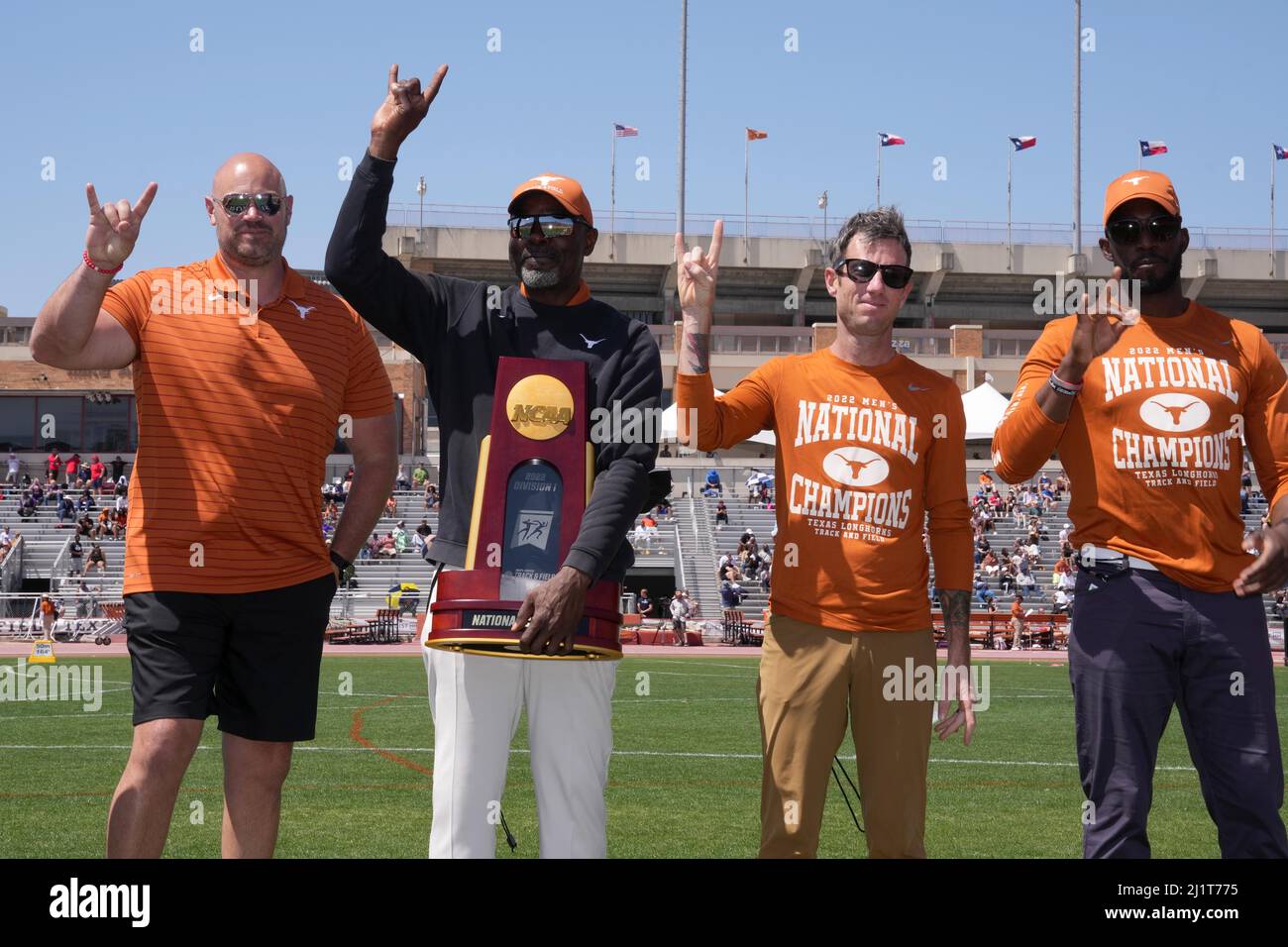 From left: Texas Longhorns throws coach Zeb Sion, head coach Edrick ...
