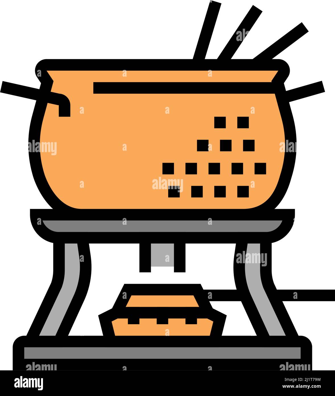 copper fondue pot color icon vector illustration Stock Vector Image ...