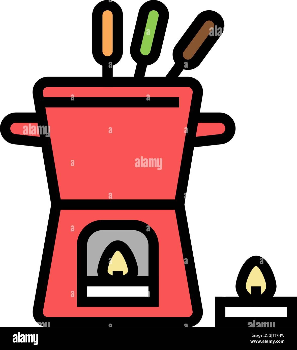 candlelight fondue pot color icon vector illustration Stock Vector ...
