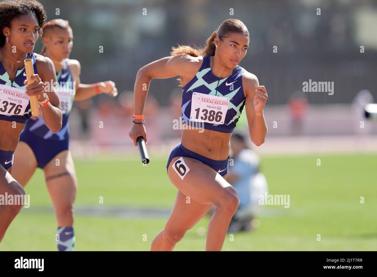 Nicole Yeargin (GBR) runs in the women's 4 x 400m relay that during the ...