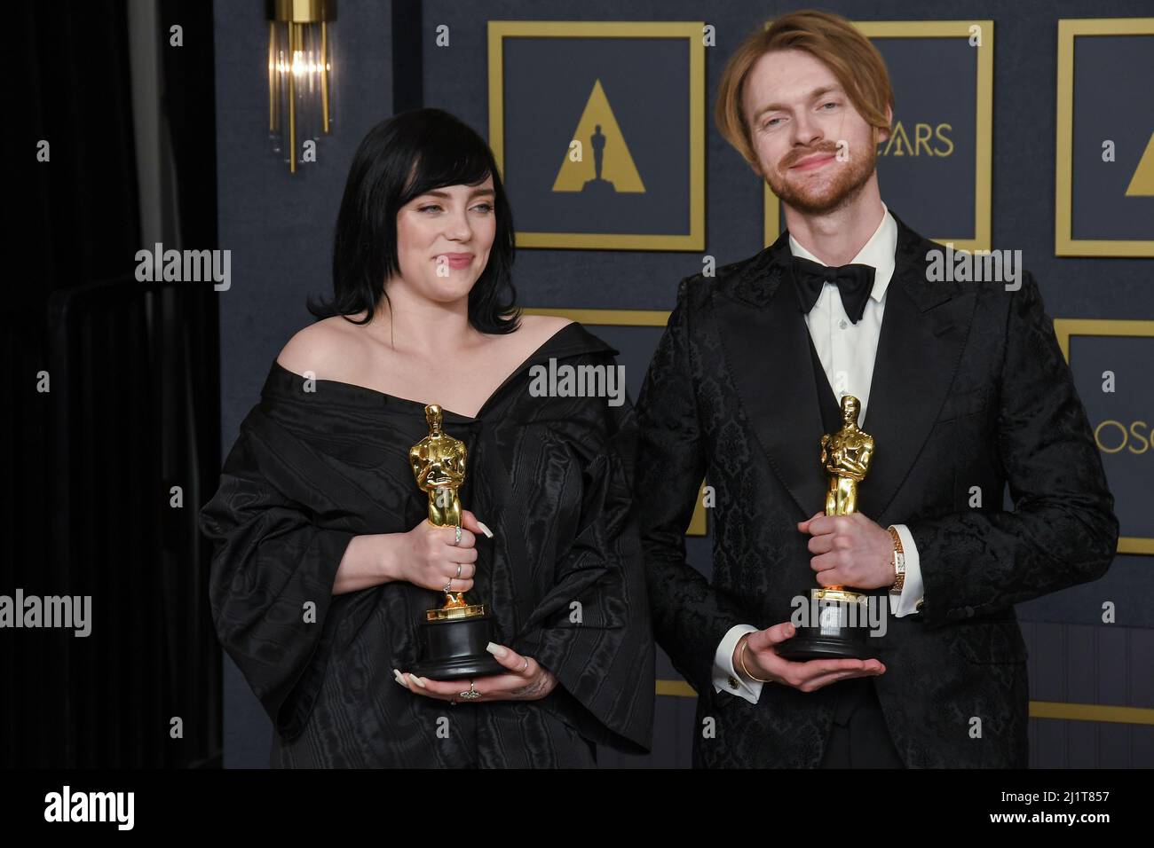 Billie Eilish and Finneas O'Connell Music Original Song Winners posing ...