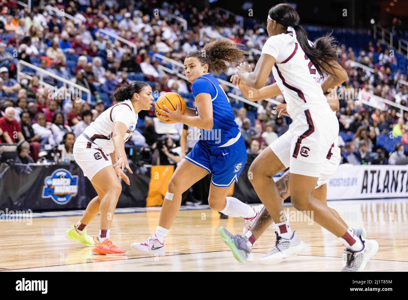 Greensboro, NC, USA. 27th Mar, 2022. Creighton Bluejays guard Rachael ...