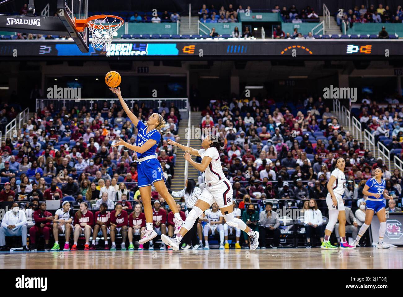 March 27, 2022: Creighton Bluejays forward Mallory Brake (14) goes for ...