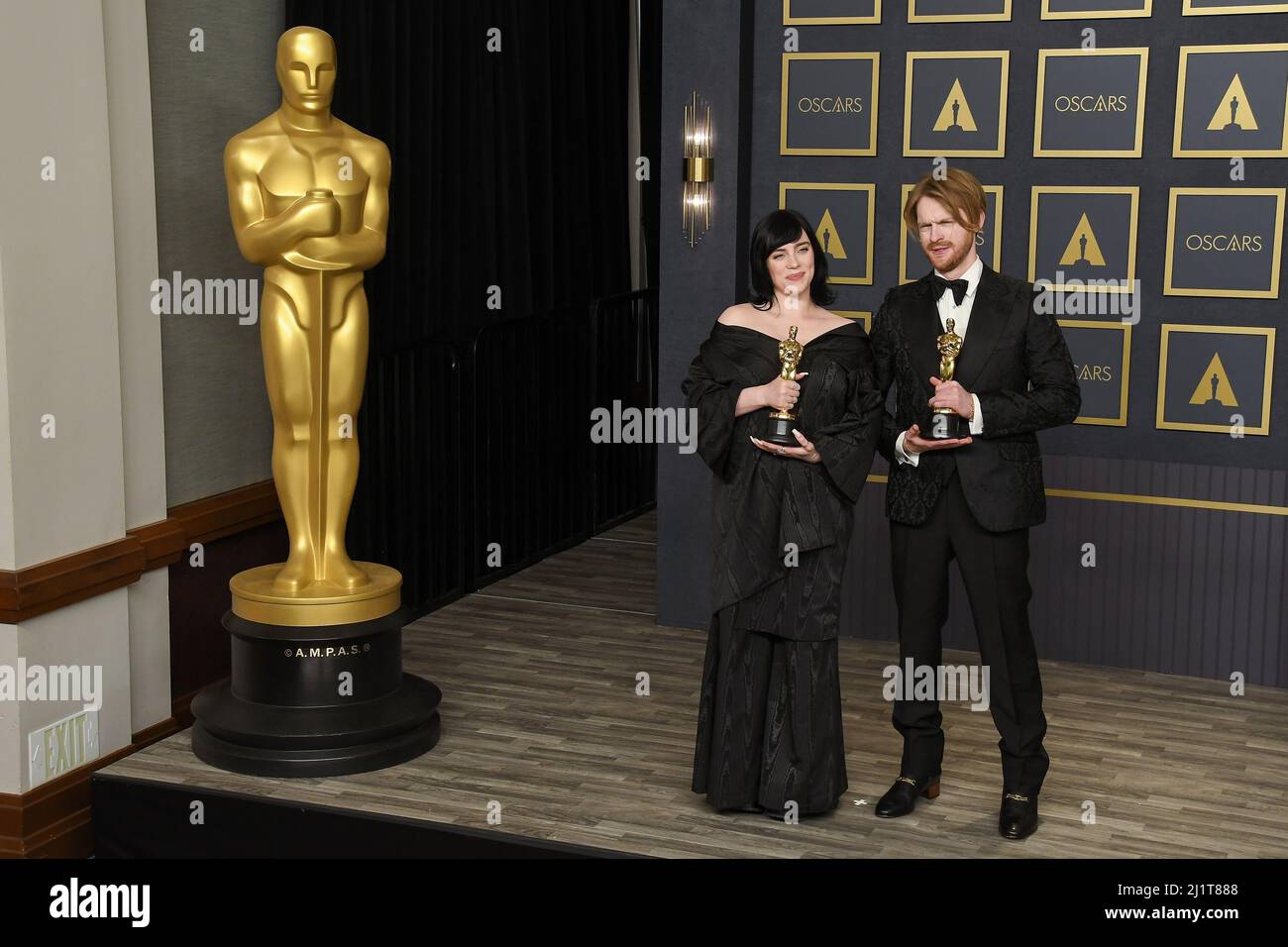 Billie Eilish and Finneas O'Connell Music Original Song Winners posing ...