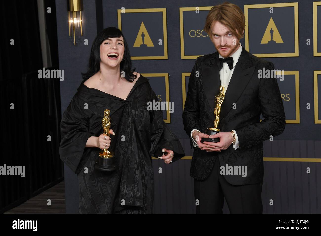 Billie Eilish and Finneas O'Connell Music Original Song Winners posing ...