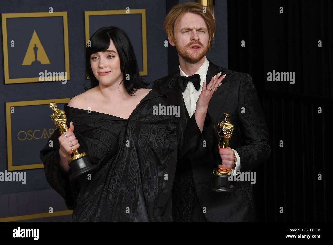 Billie Eilish and Finneas O'Connell Music Original Song Winners posing ...