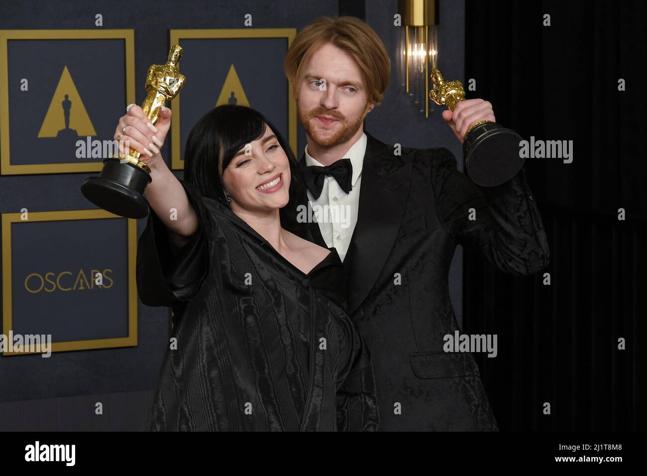 Billie Eilish and Finneas O'Connell Music Original Song Winners posing ...