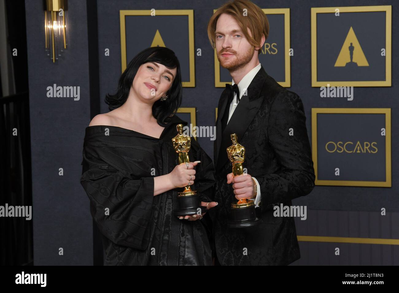 Billie Eilish and Finneas O'Connell Music Original Song Winners posing ...