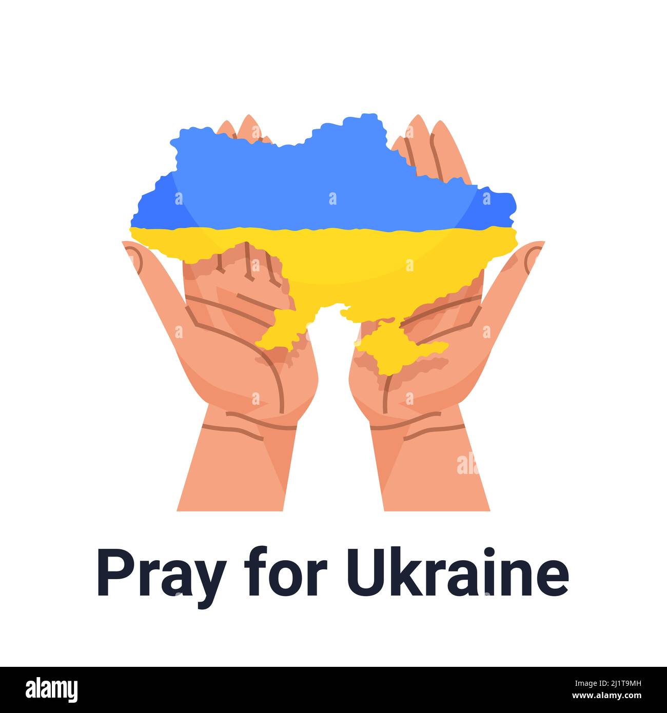 hands holding Ukrainian flag in map shape pray for Ukraine peace save ...