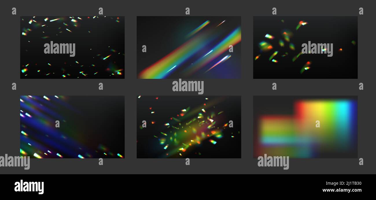 Rainbow light rays, lens flare, reflection effect from crystal, glass ...