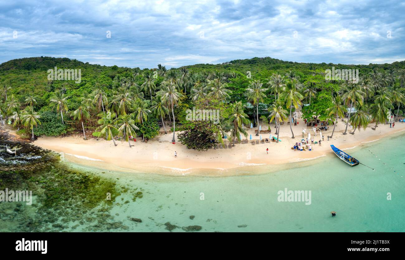 Panoramic view of May Rut island from above. This is a small island ...