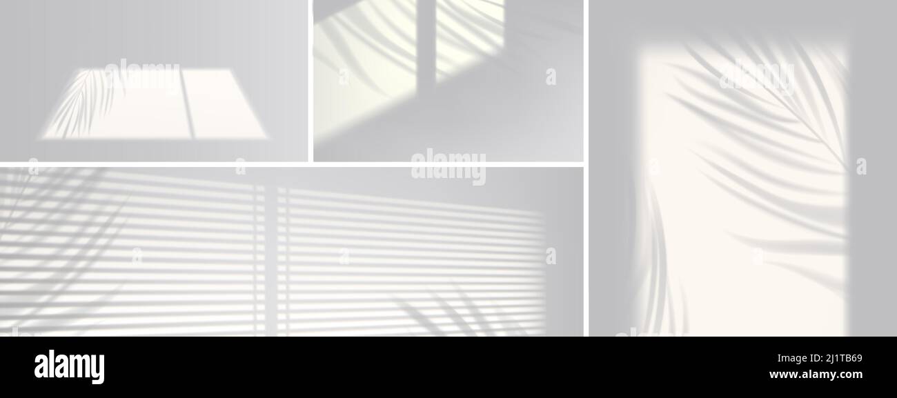 Shadow overlay effect backgrounds. Vector realistic mockup of room with ...