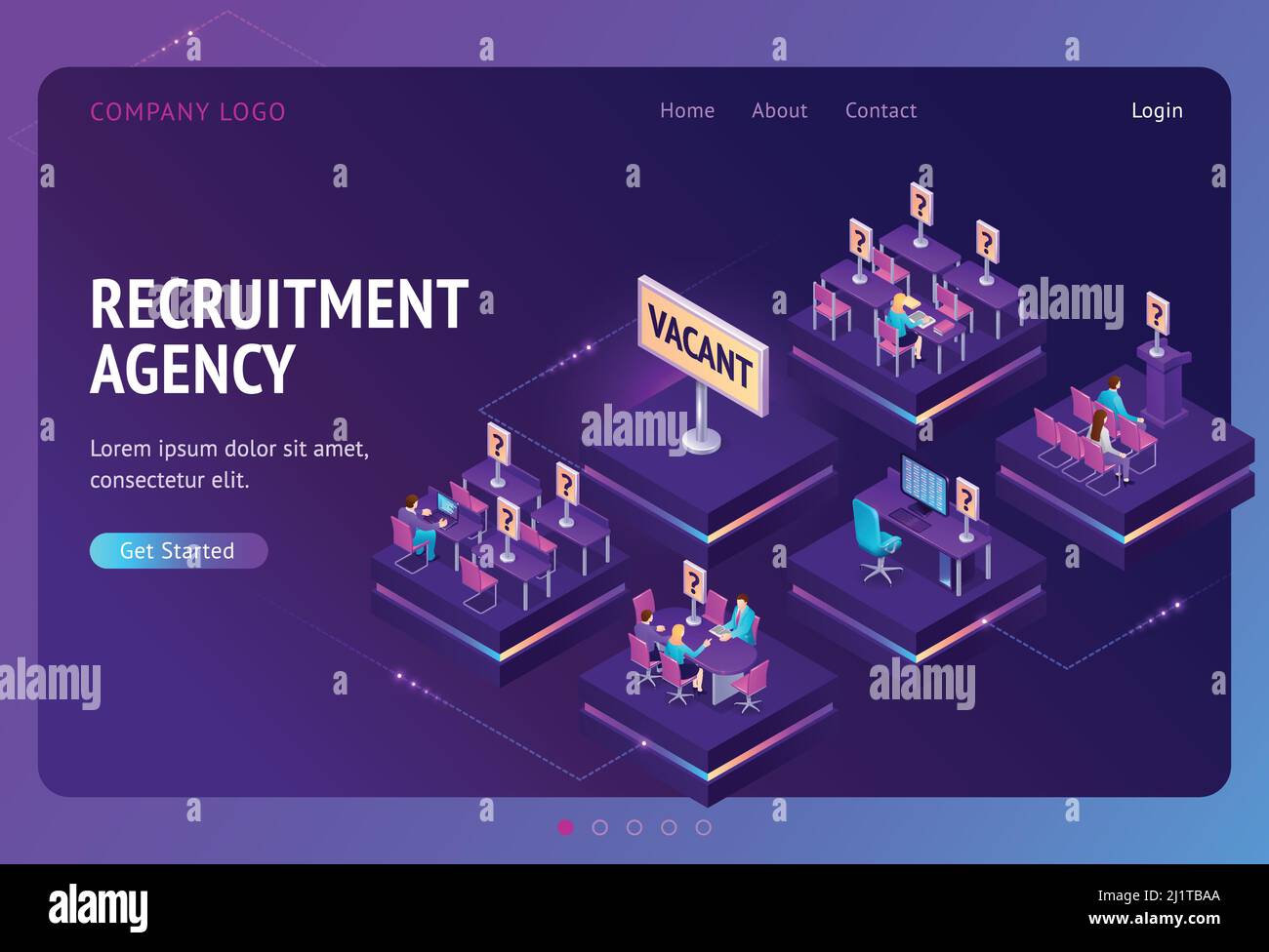 Recruitment agency banner. Service for hire employee and offer job ...
