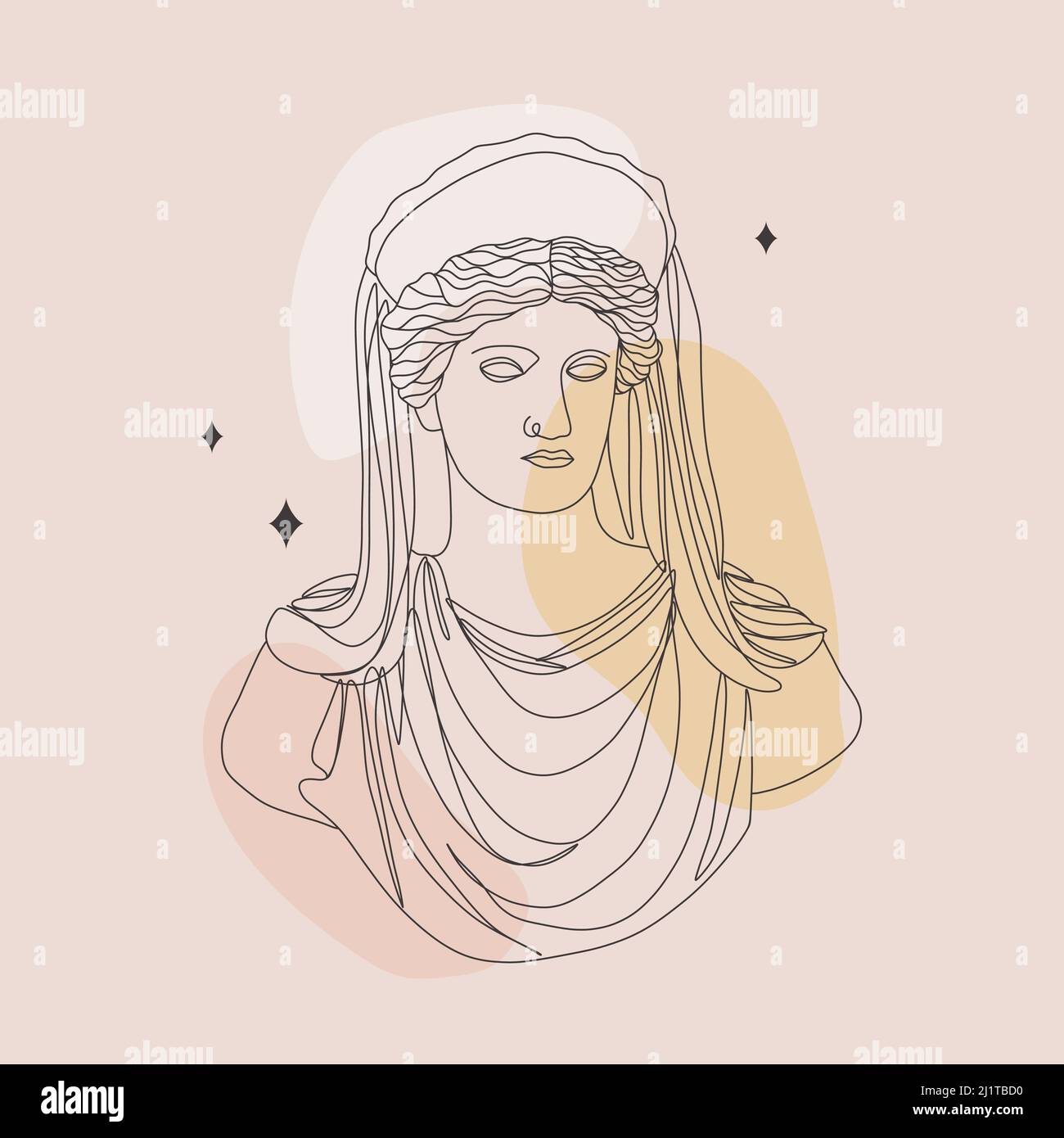 Ancient greek sculpture. Linear head of Demeter. Goddess antique statue ...