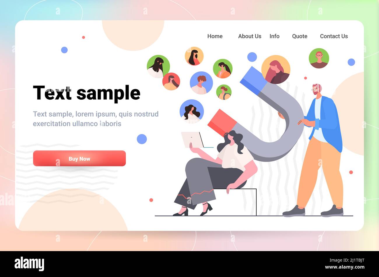 businesspeople with big magnet attracting customers clients or ...