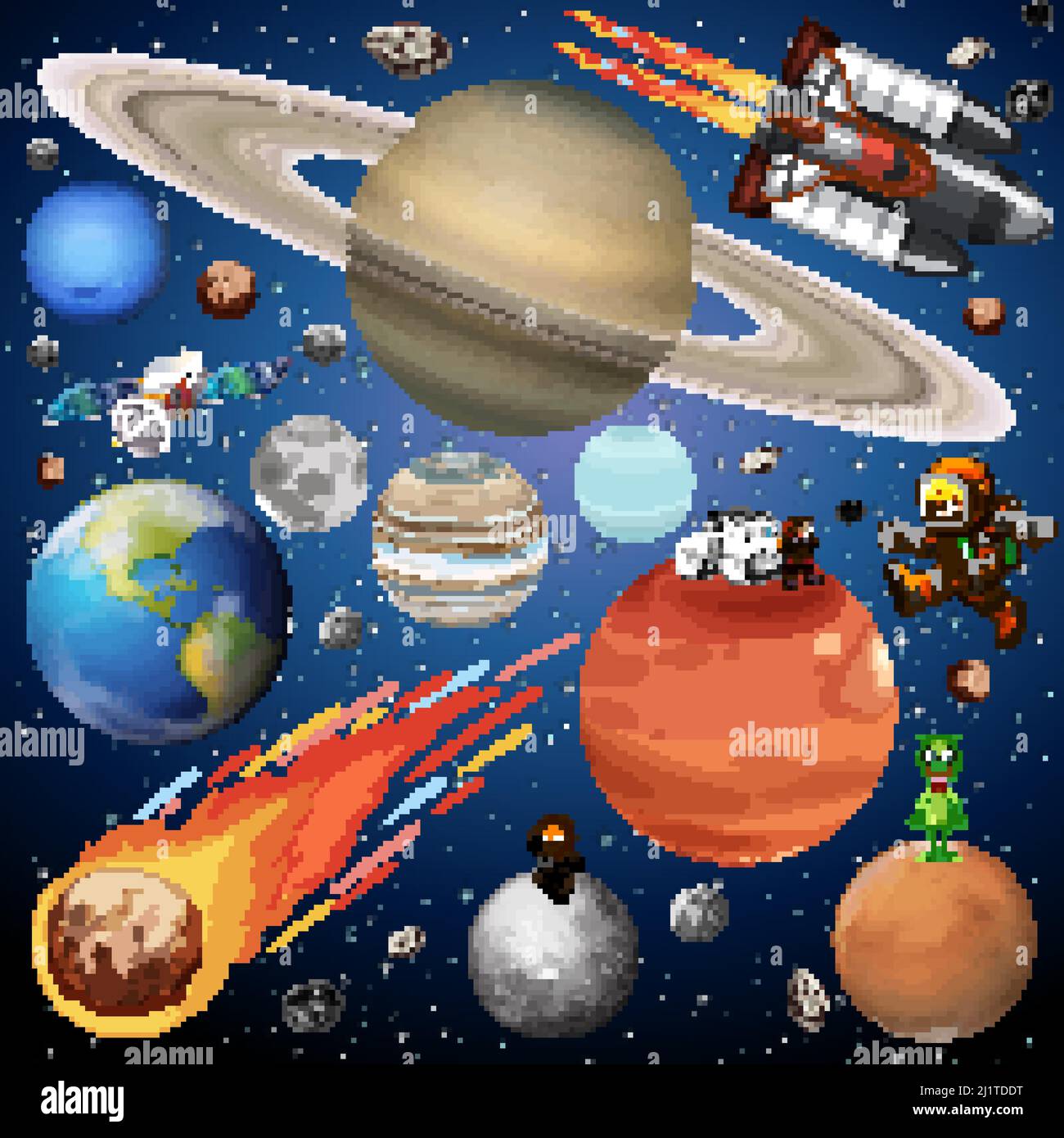 Set of space objects in space illustration Stock Vector Image & Art - Alamy