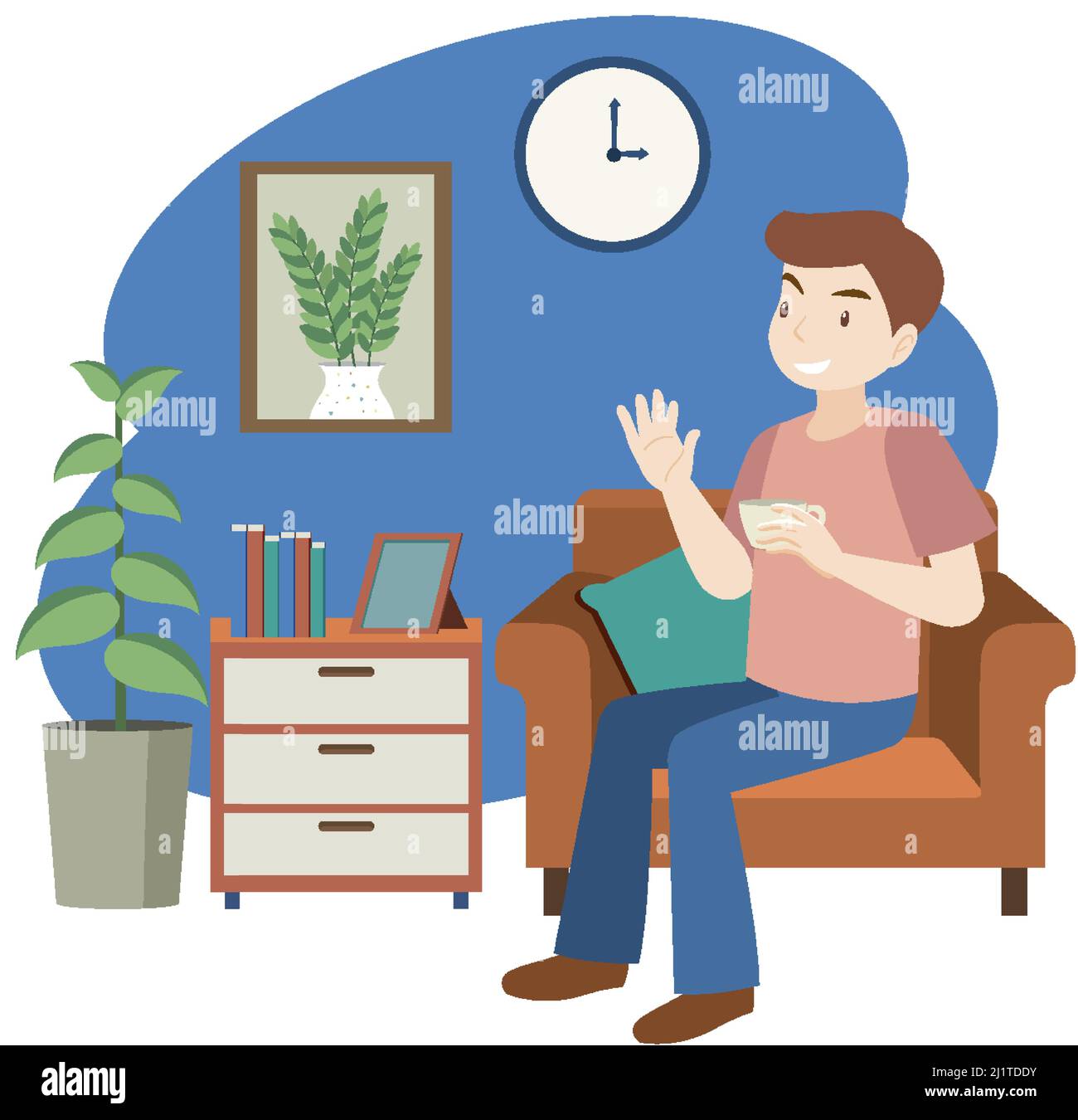 Work at home concept in flat design illustration Stock Vector Image ...