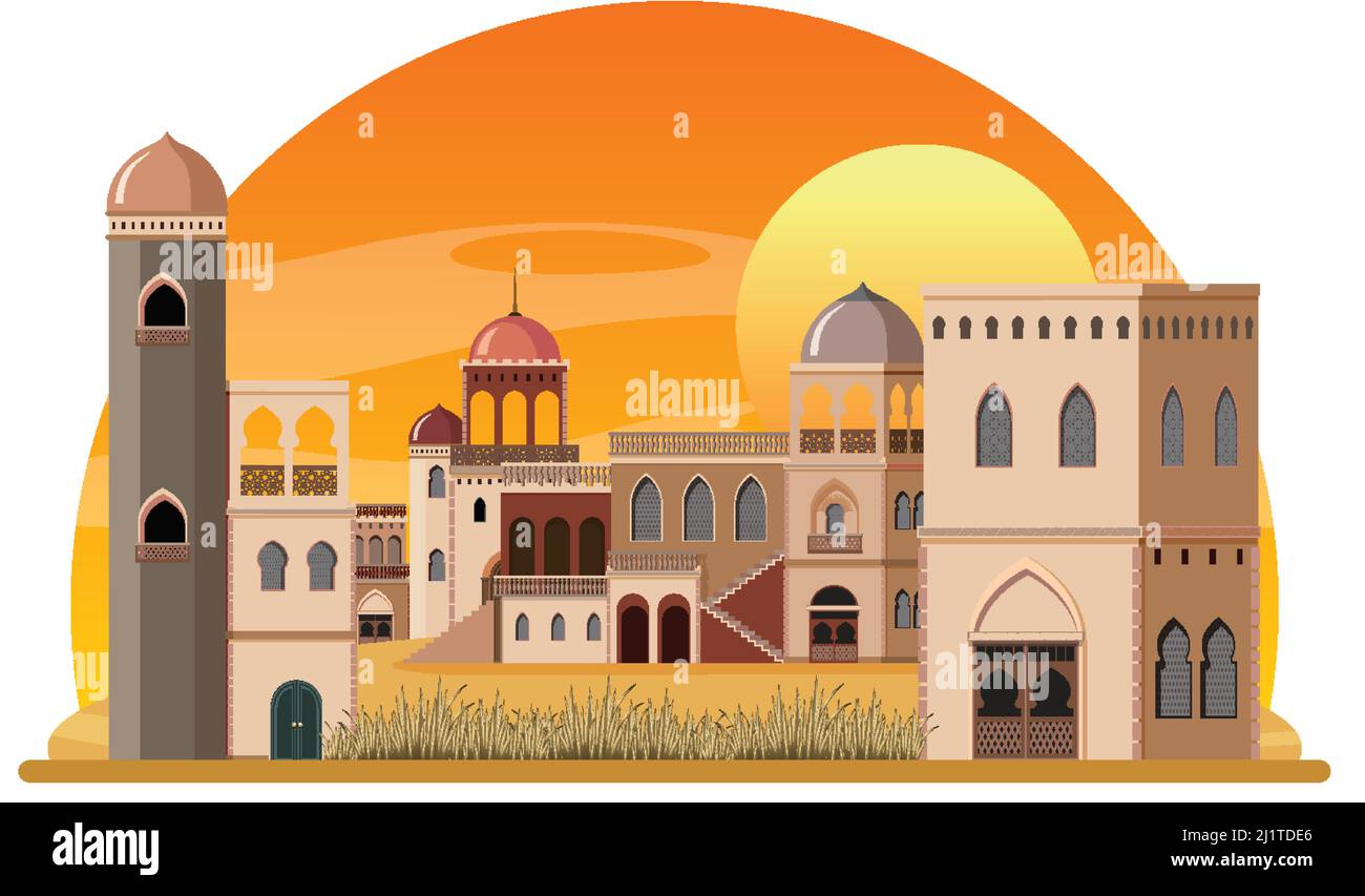Arabian architecture house and building illustration Stock Vector Image ...