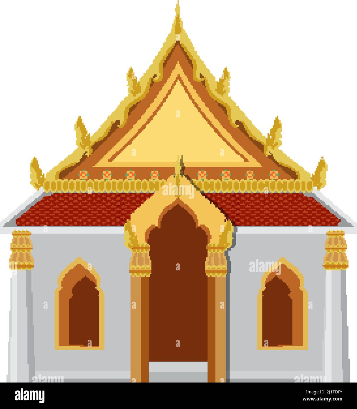 Thai temple design with golden roof illustration Stock Vector Image ...