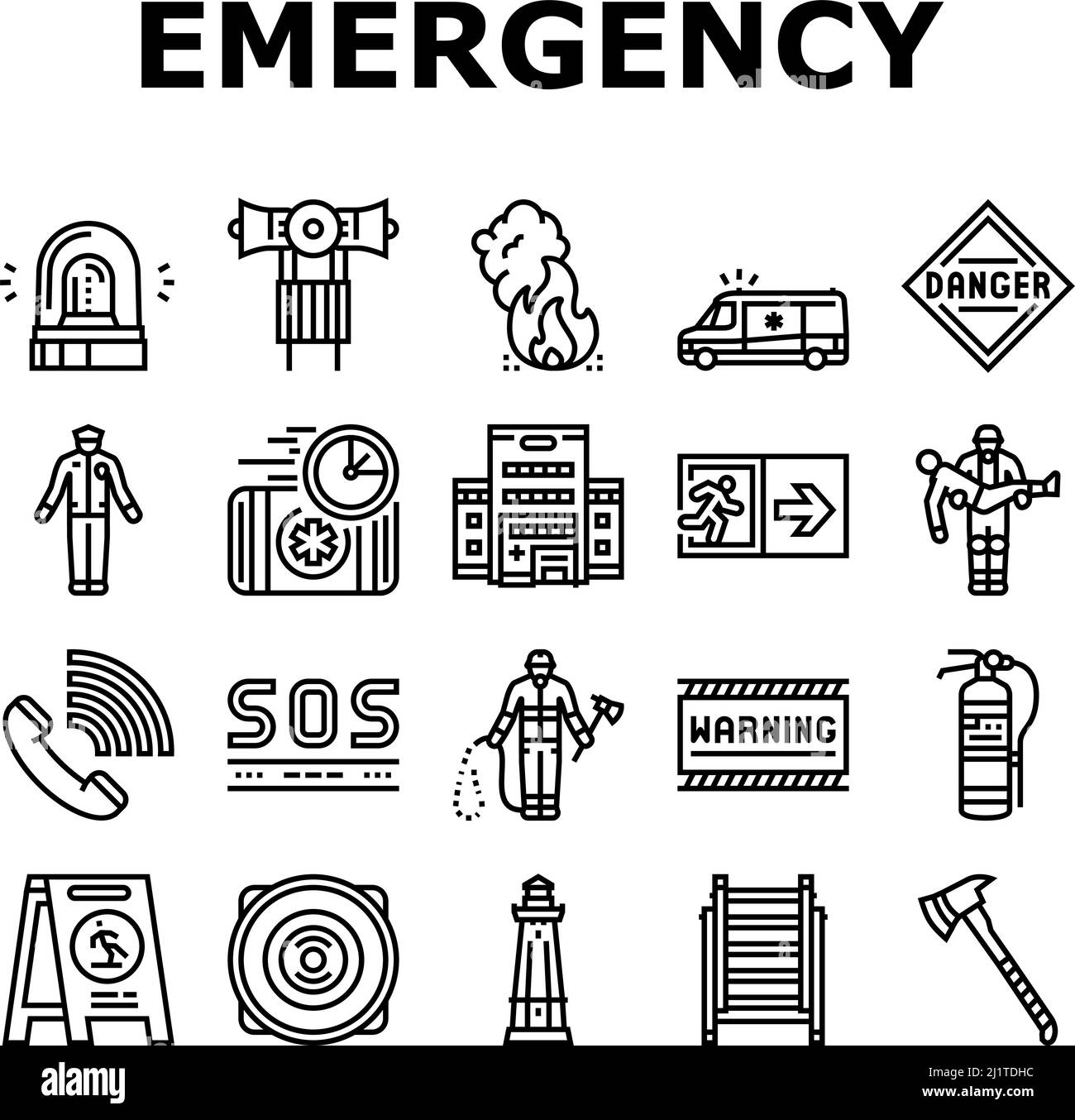 Emergency Helping In Accident Icons Set Vector Stock Vector Image & Art ...