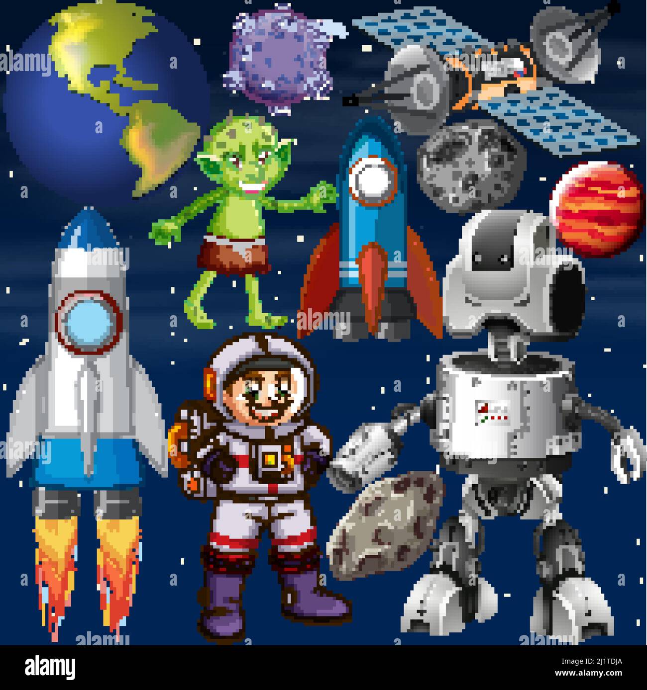 Set of space objects in space illustration Stock Vector Image & Art - Alamy