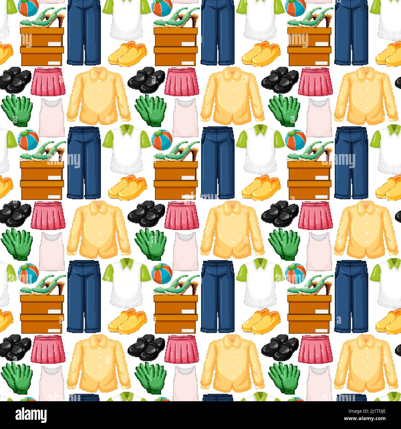 Seamless background design with cloth theme on white background ...