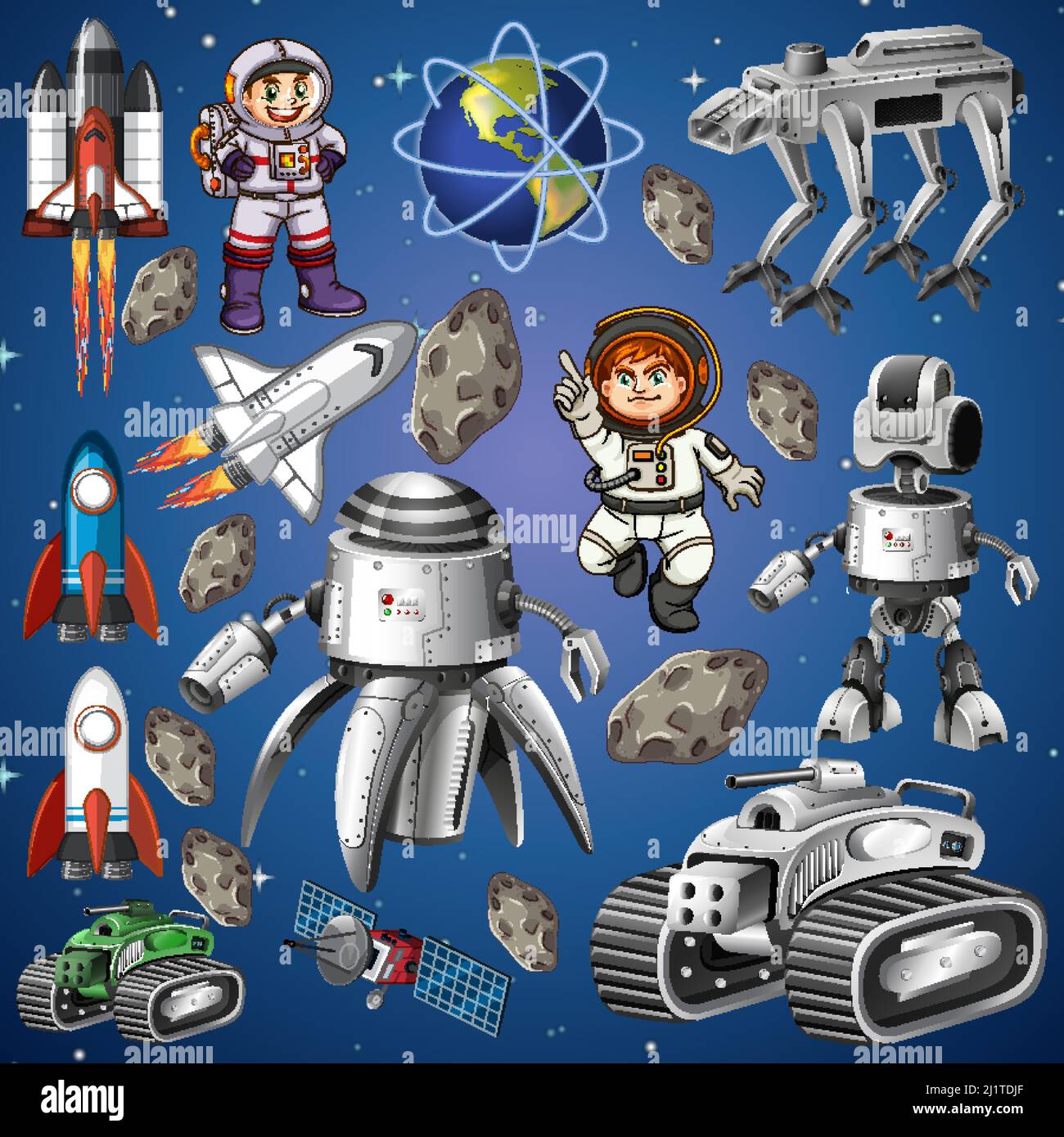 Set of space objects in space illustration Stock Vector Image & Art - Alamy