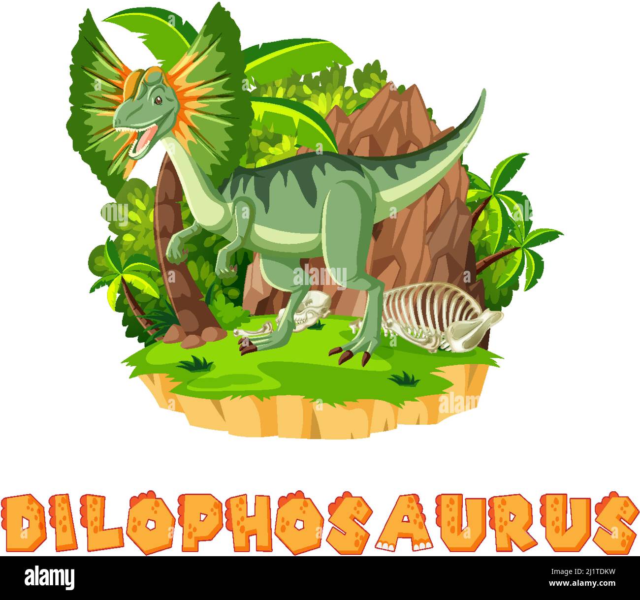 Prehistoric island with dilophosaurus illustration Stock Vector Image ...