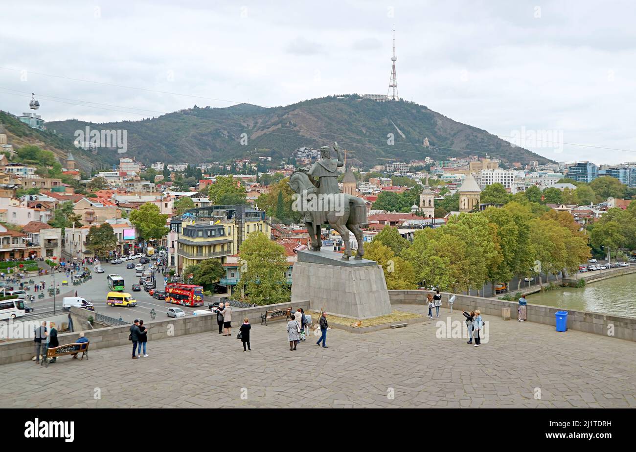 Impressive Panoramic City View of Tbilisi and the Iconic Cable Car ...
