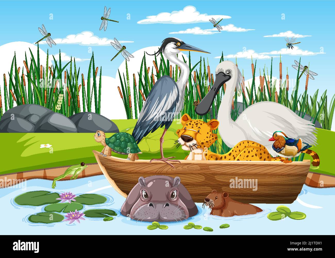 Many animals on the boat illustration Stock Vector Image & Art - Alamy