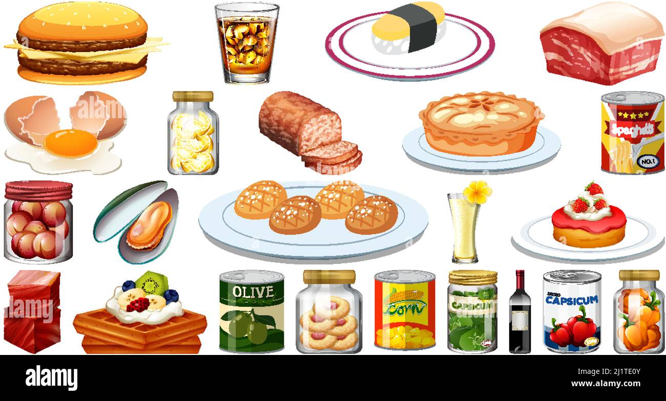 Set of different foods illustration Stock Vector Image & Art - Alamy