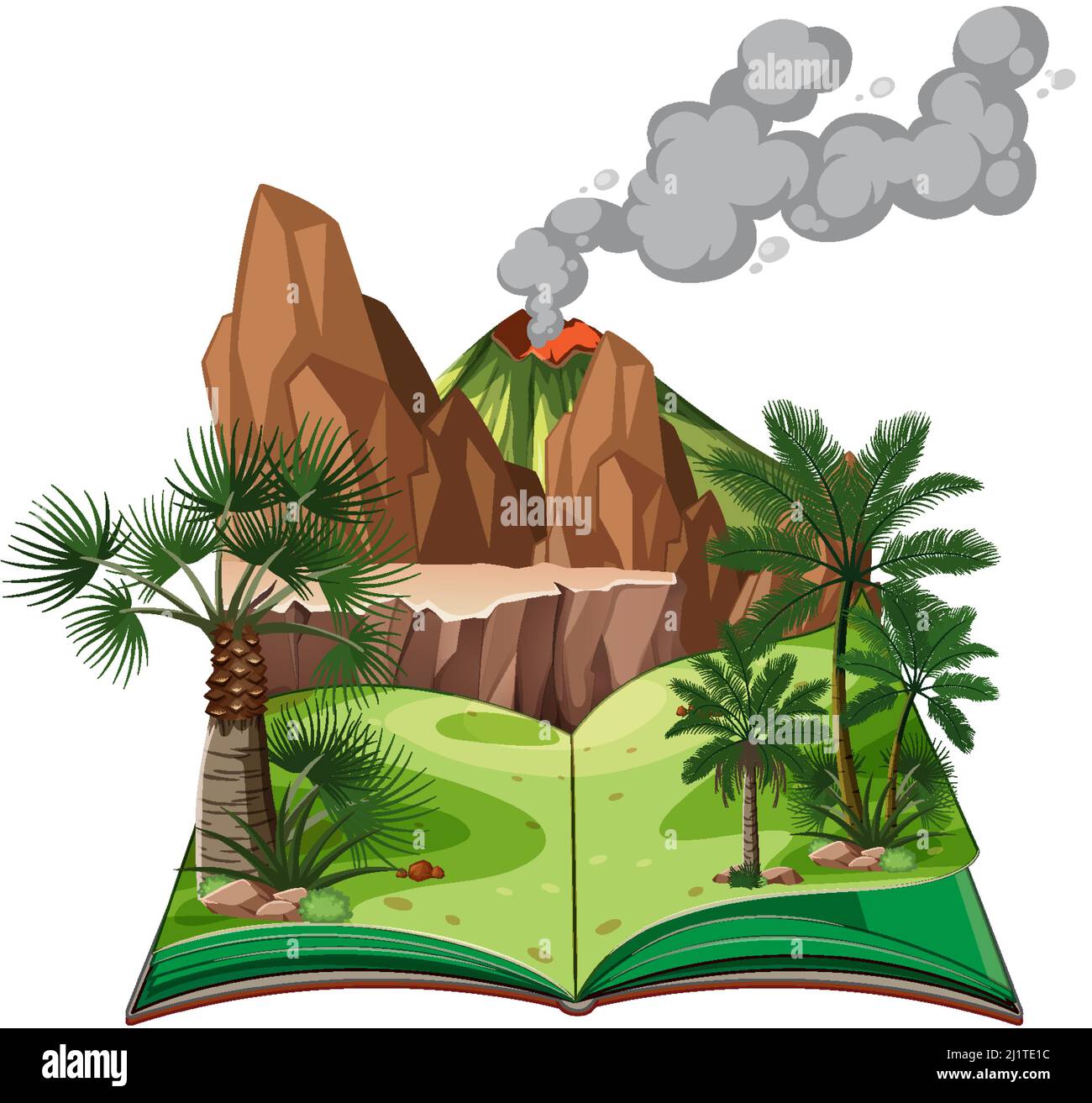 Scene with volcano in forest illustration Stock Vector Image & Art - Alamy