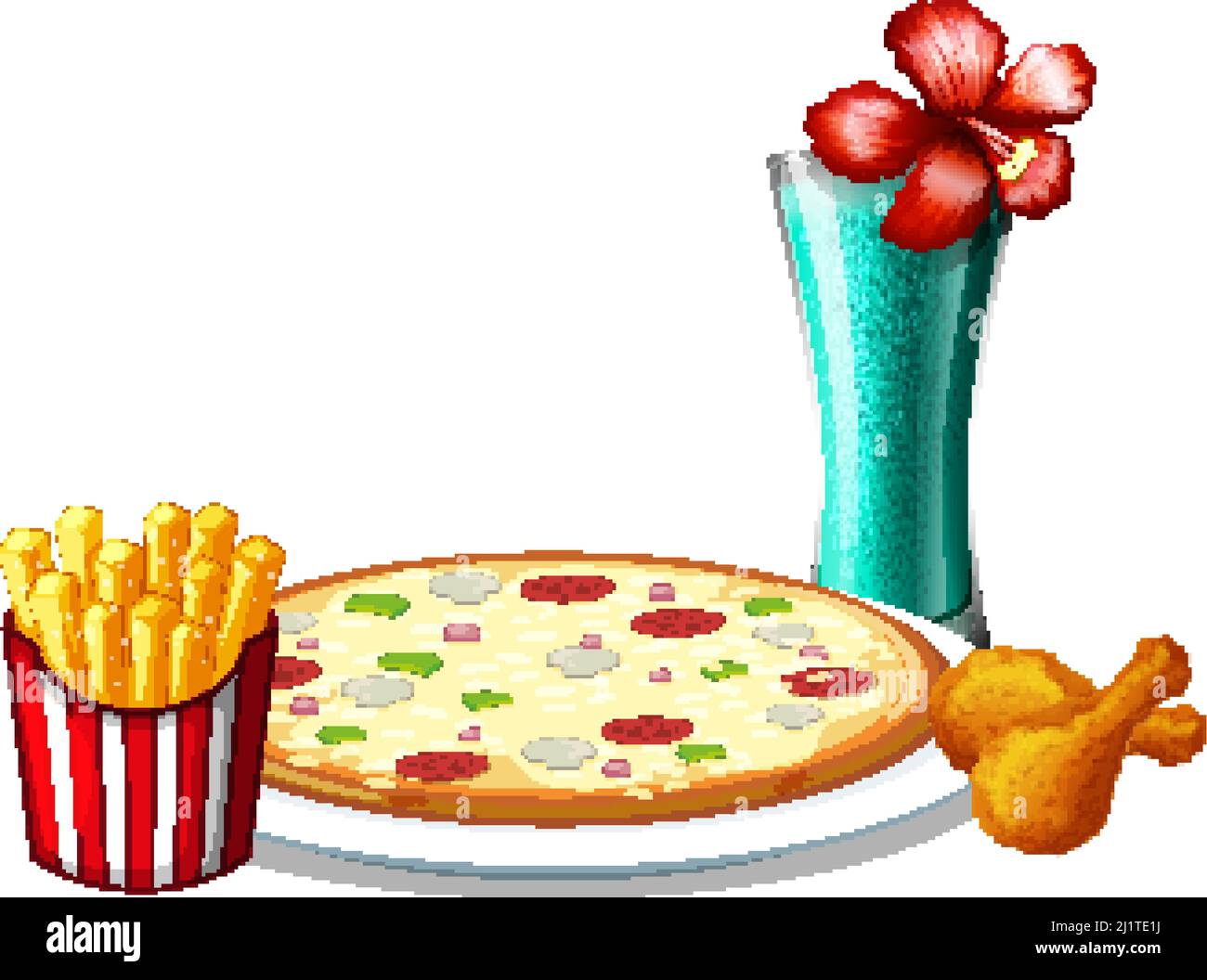 Fast food pizza and french fries illustration Stock Vector Image & Art ...