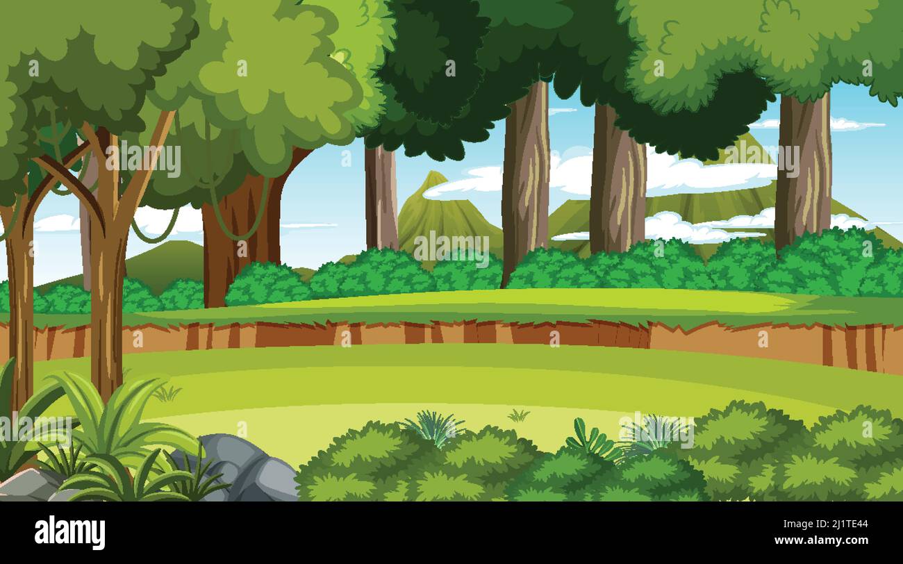 Nature scene with trees and fields illustration Stock Vector Image ...