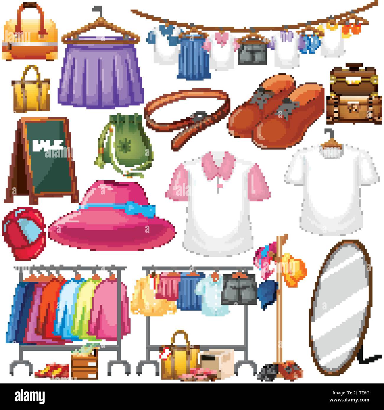 A set of different cloth on white background illustration Stock Vector ...