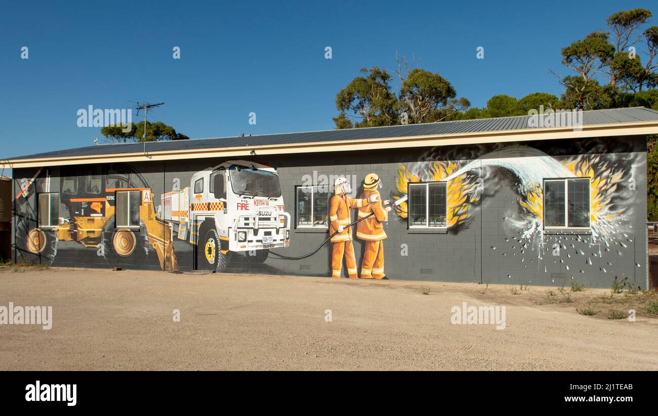 Firefighters Street Art, Keith, South Australia, Australia Stock Photo ...
